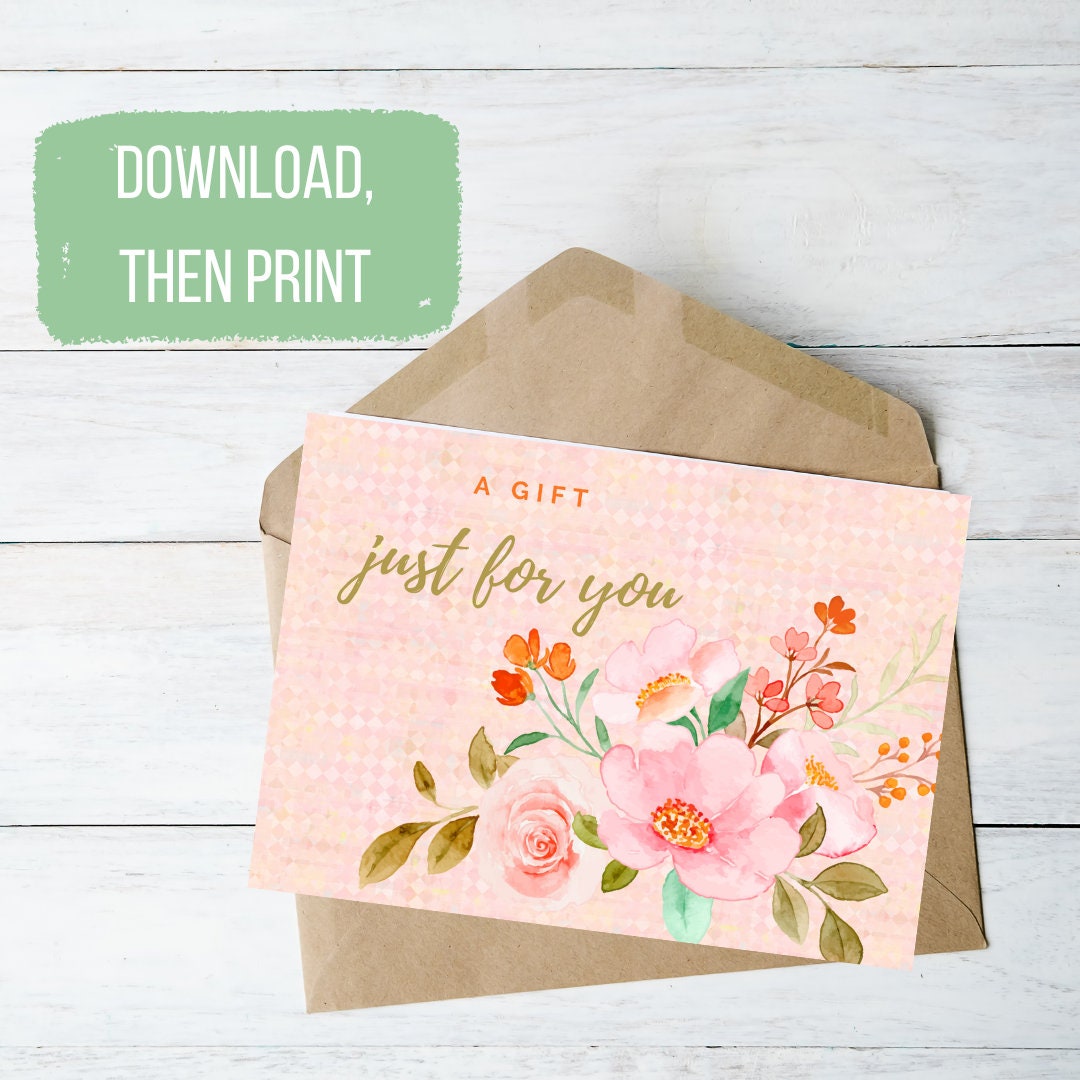 Floral A Gift for You Card Digital - Etsy