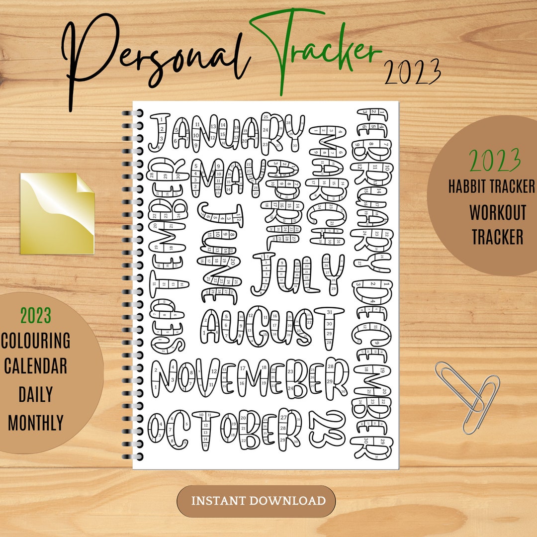 Colouring Tracker | Workout Tracker | Habit Tracker | Workout Calendar ...