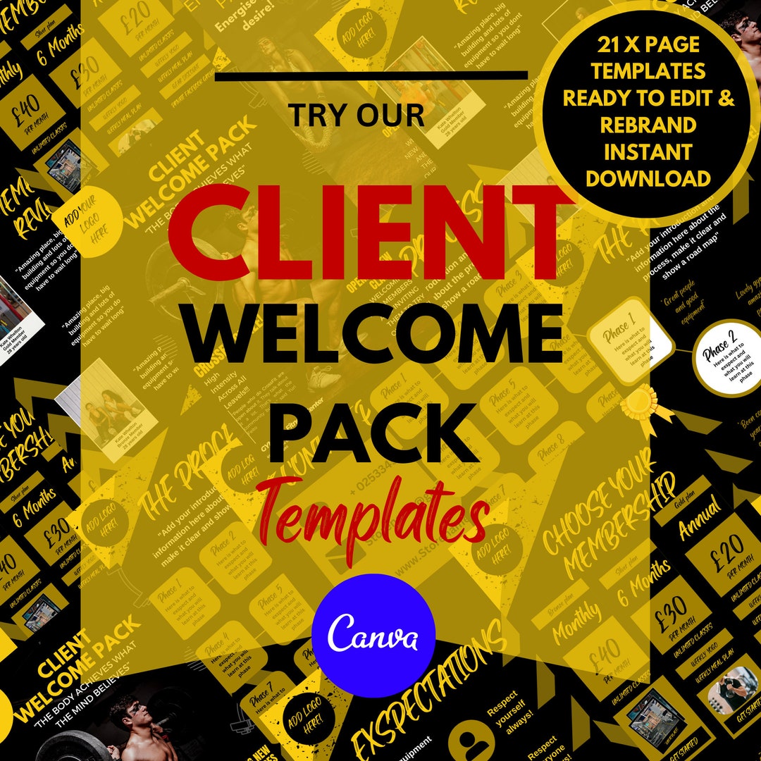 21 X Pages | Fitness Client Welcome Bundle | Fitness Client Onboarding ...