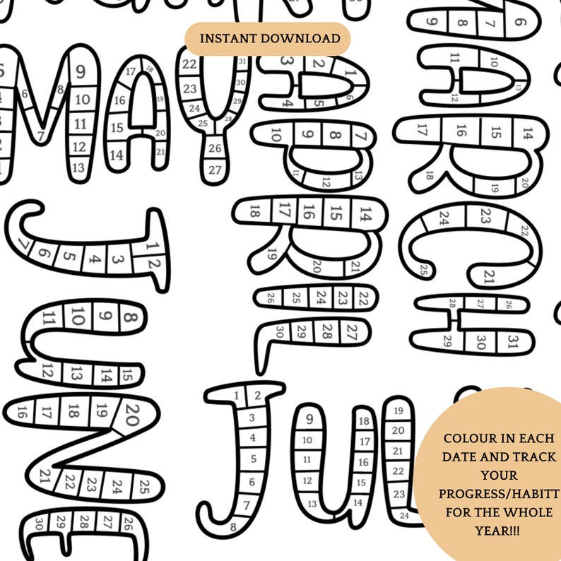 Colouring Tracker | Workout Tracker | Habit Tracker | Workout Calendar ...