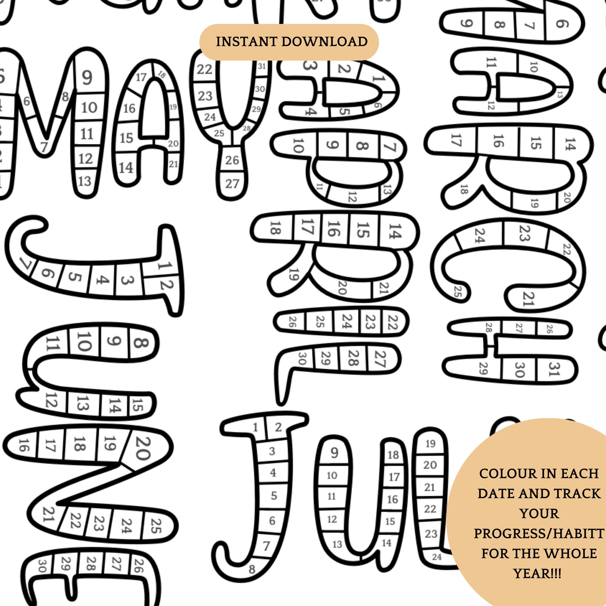 Colouring Tracker | Workout Tracker | Habit Tracker | Workout Calendar ...