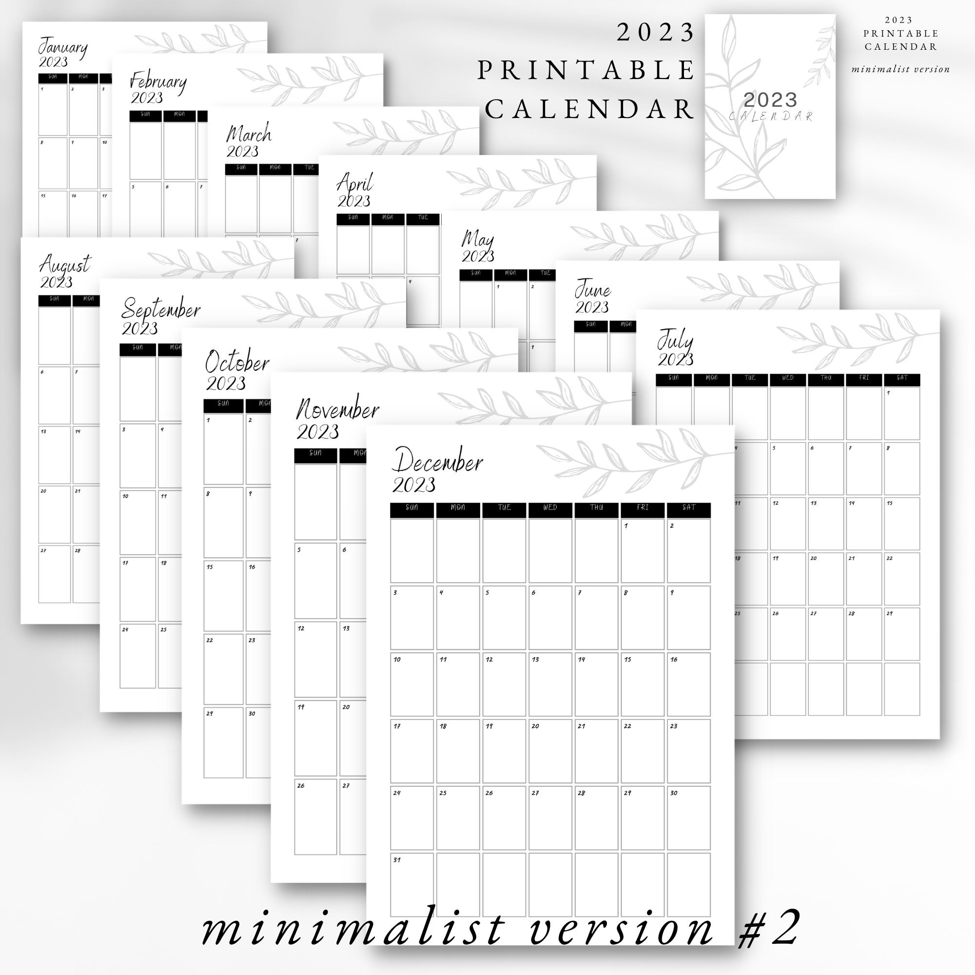2023 Printable Calendar, Monthly Calendar, Minimalist, Clean, Simple ...