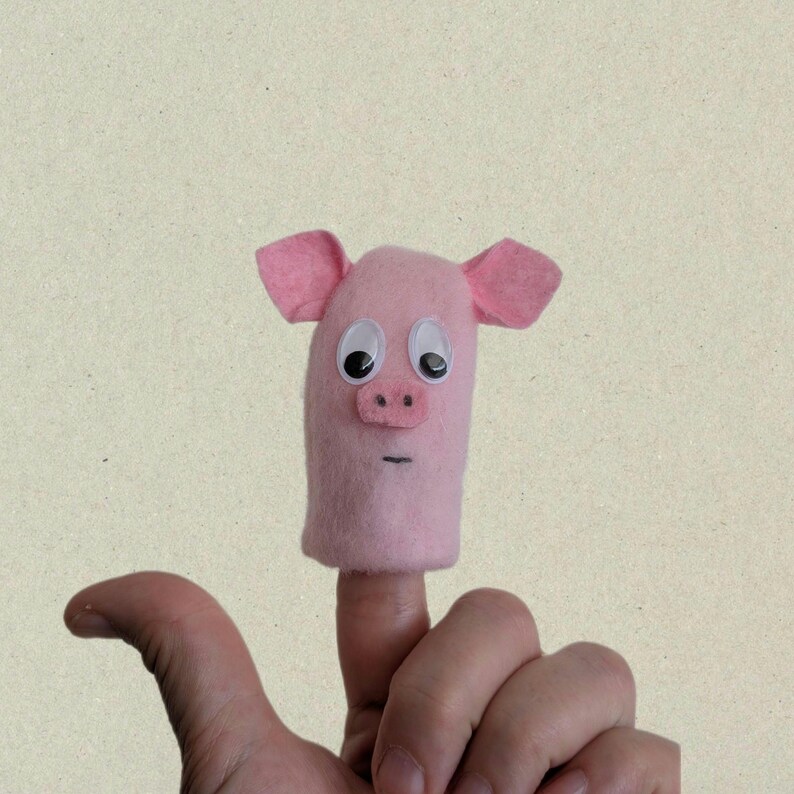 Three Little Pigs & Wolf Finger Puppet Set – Handmade From Fabric ...