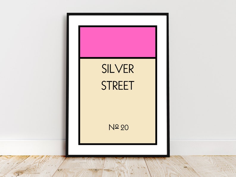 Personalised Monopoly Board Tile Print Art Decor Home Warming Gift New ...