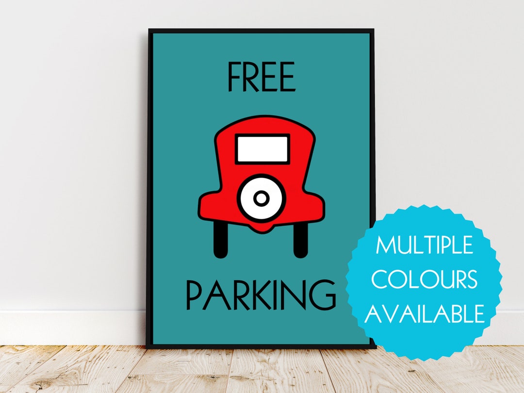 Free Parking Monopoly Art Print | Bathroom | Kitchen | Funny Wall Art ...