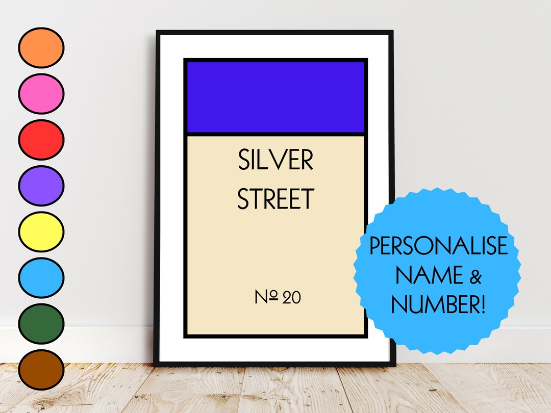Personalised Monopoly Board Tile Print | Art Decor | Home Warming Gift ...