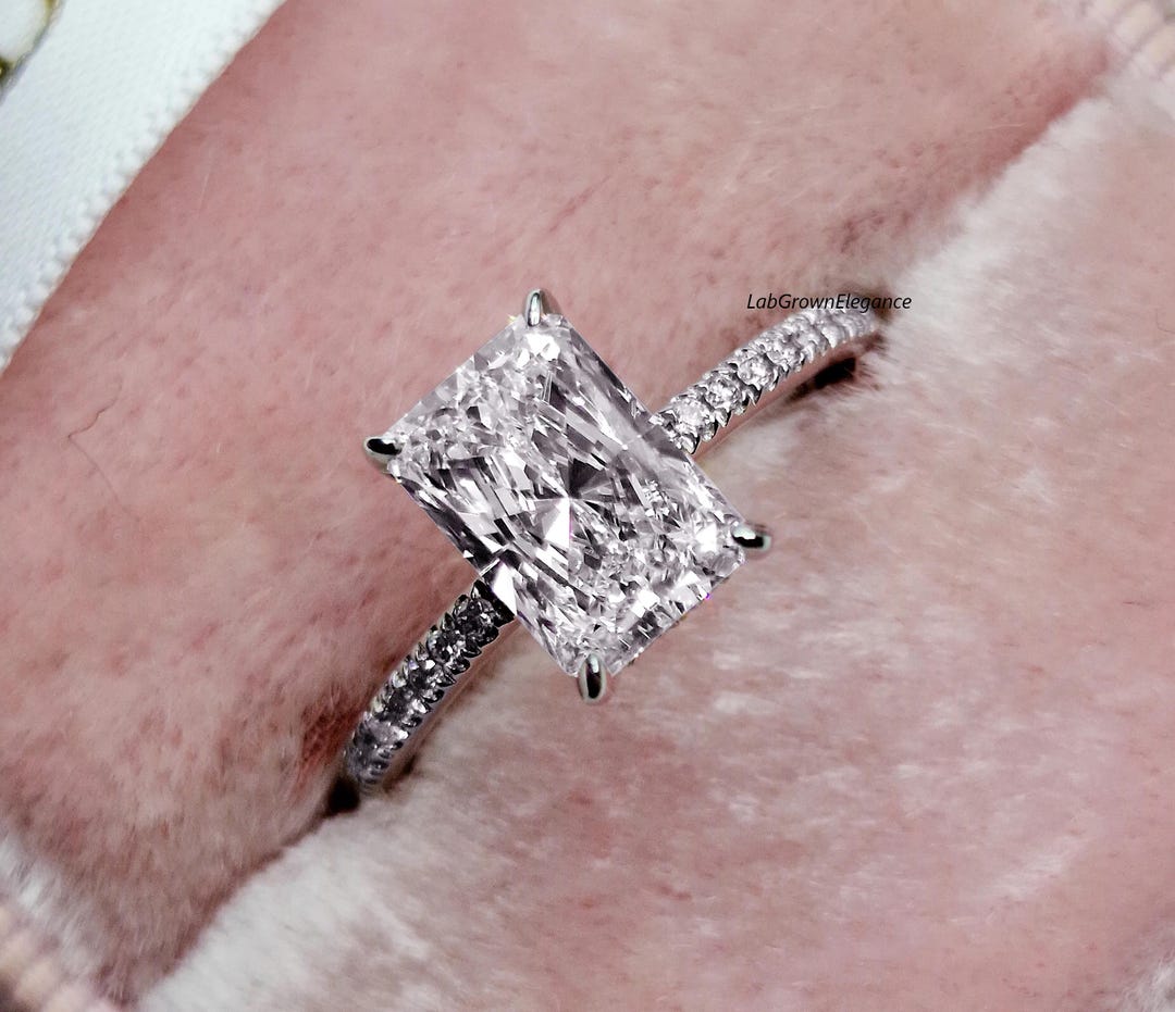Radiant Cut Lab Grown Diamond Engagement Ring, 0.50 to 3.0 CT Radiant ...