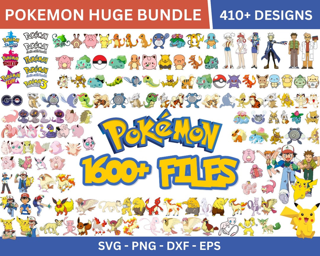 Pokemon svg, pokemon png bundle, pokemon clipart, pikachu svg, pokemon ...