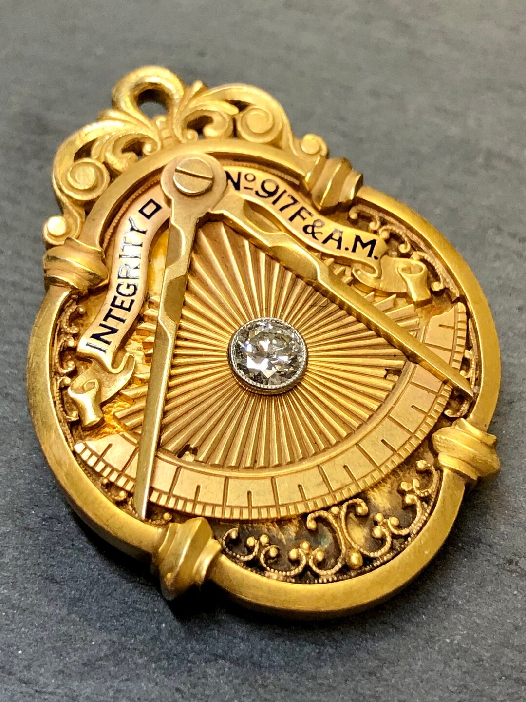 Art Deco18k Diamond Masonic Award Pin - Etsy