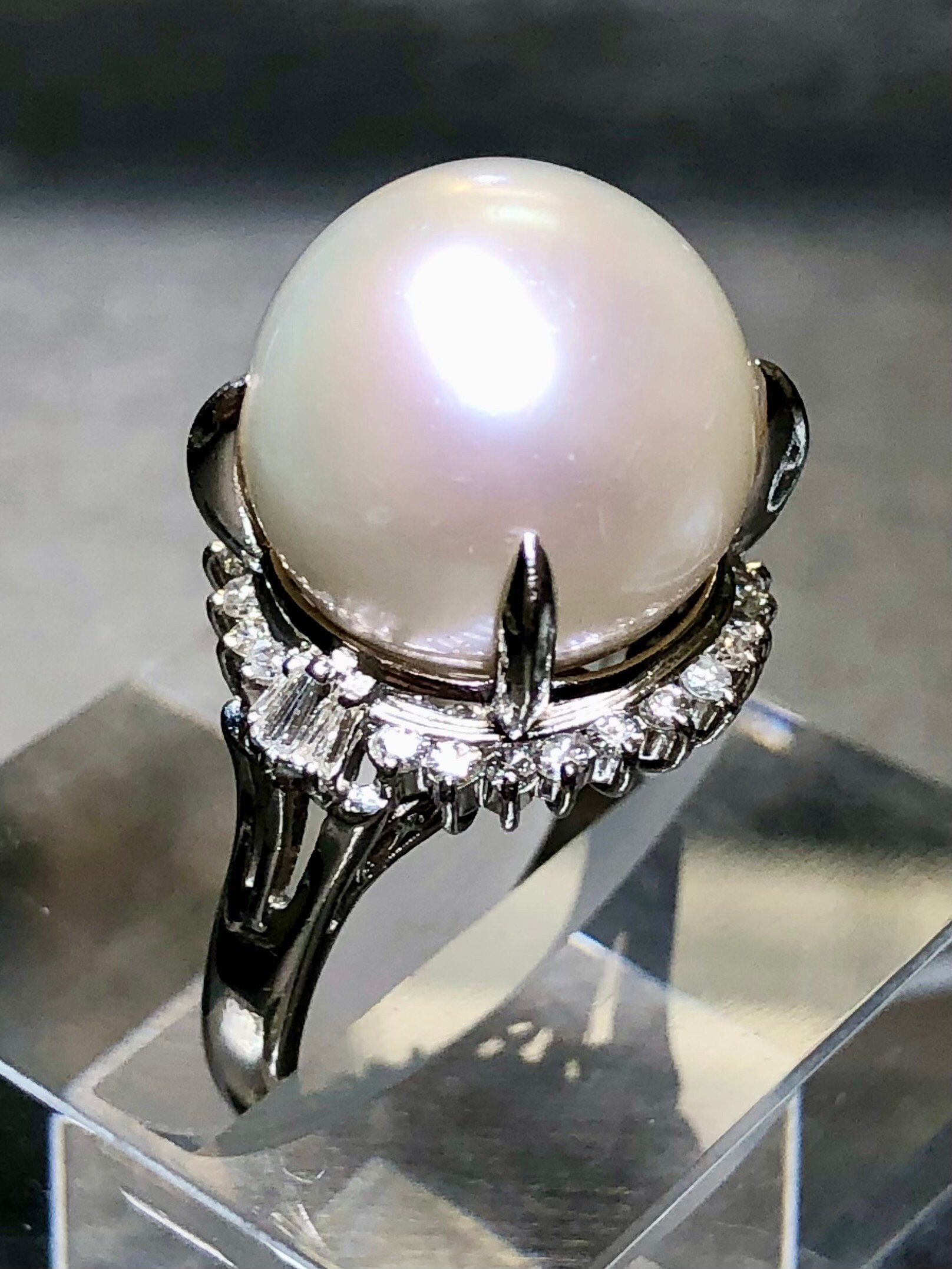 Platinum pearl ring Etsy