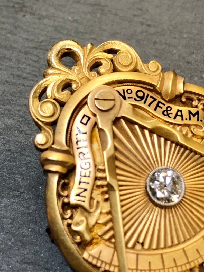 Art Deco18k Diamond Masonic Award Pin - Etsy