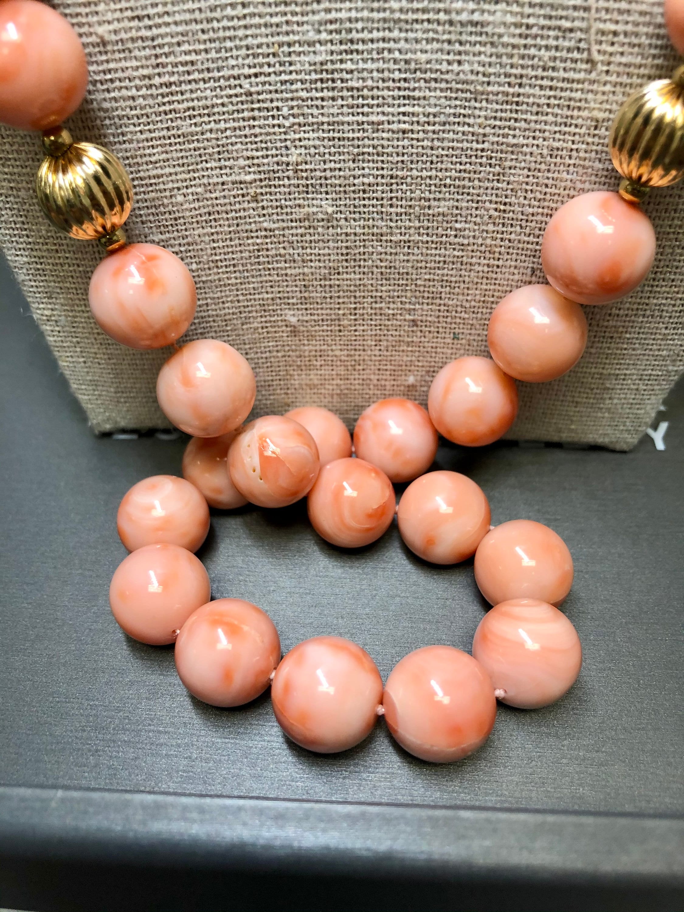 Vintage 14K Angel Skin Coral Bead Opera Length Necklace 33 - Etsy