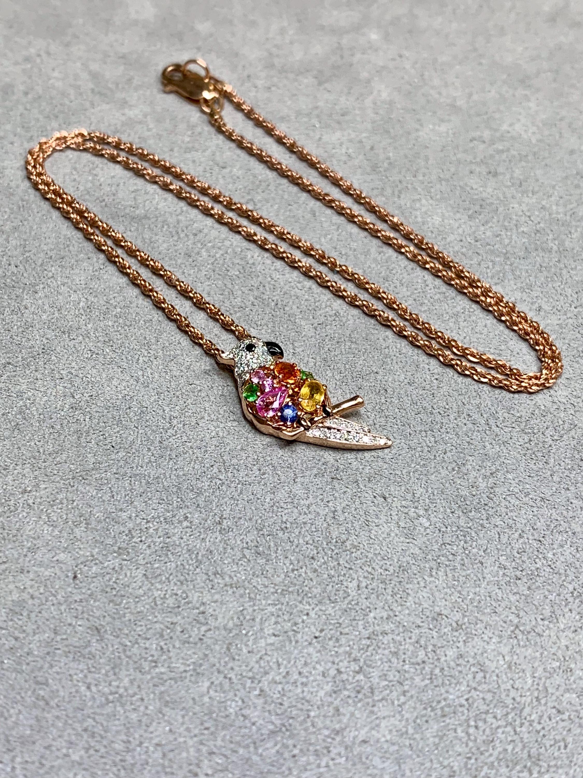Effy Safari 14K Diamond Multicolored Sapphire Tsavorite Parrot Bird ...