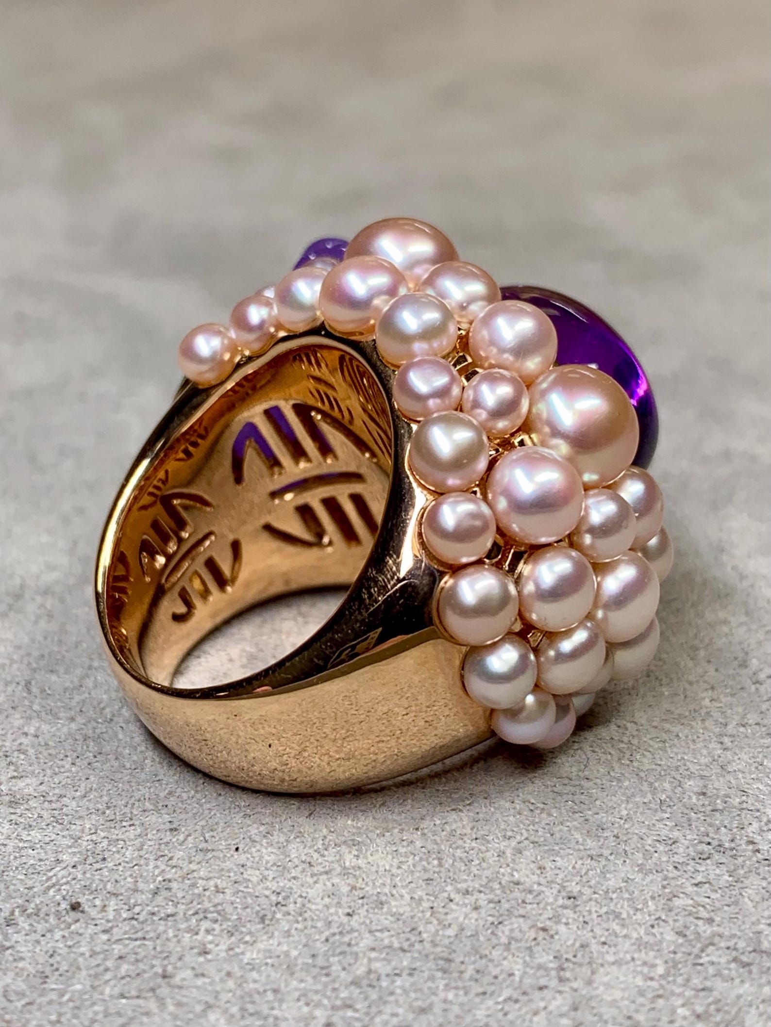 Mimi Milano 18K Rose Gold Lavender Green Jade Amethyst Pearl Large ...