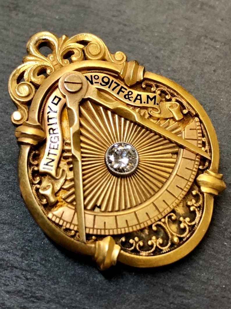 Art Deco18k Diamond Masonic Award Pin - Etsy