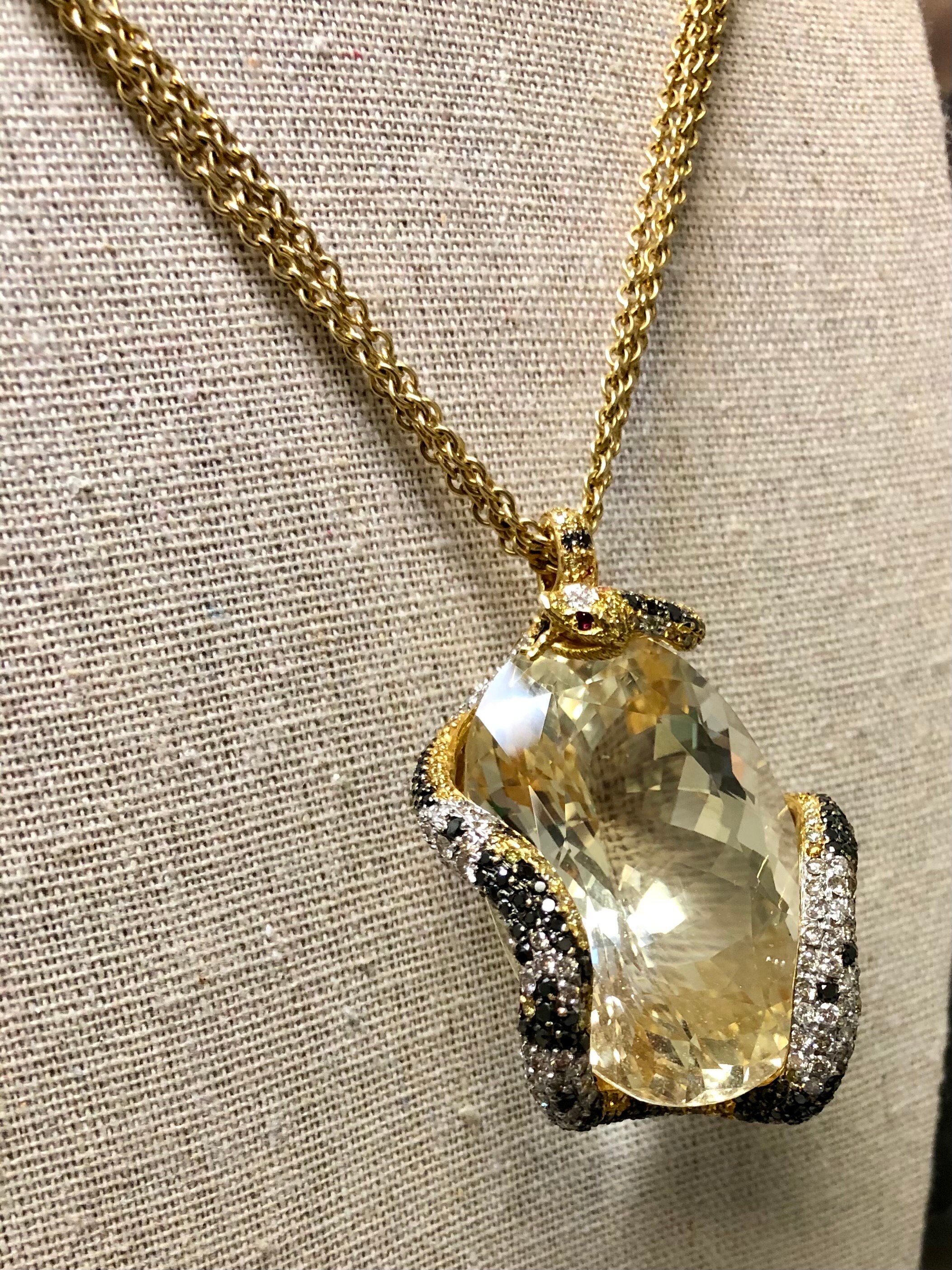 Estate 18K Diamond Ruby Serpent Snake Necklace Pendant 219.84cttw GIA ...