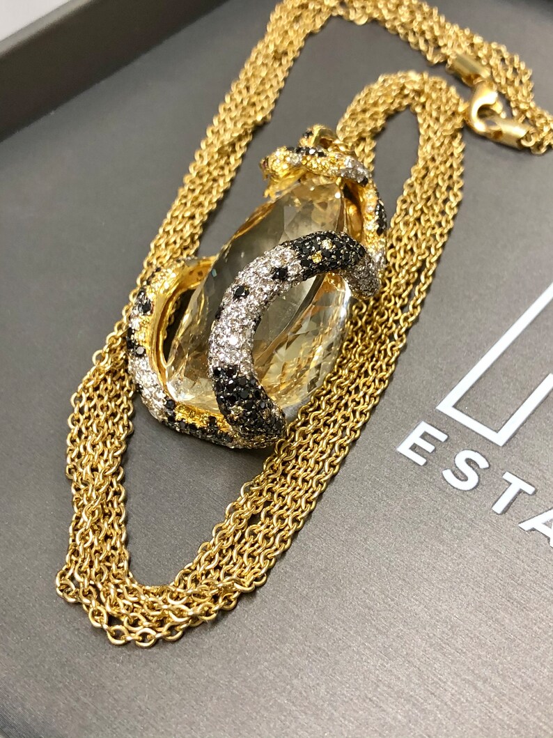 Estate 18K Diamond Ruby Serpent Snake Necklace Pendant 219.84cttw GIA ...
