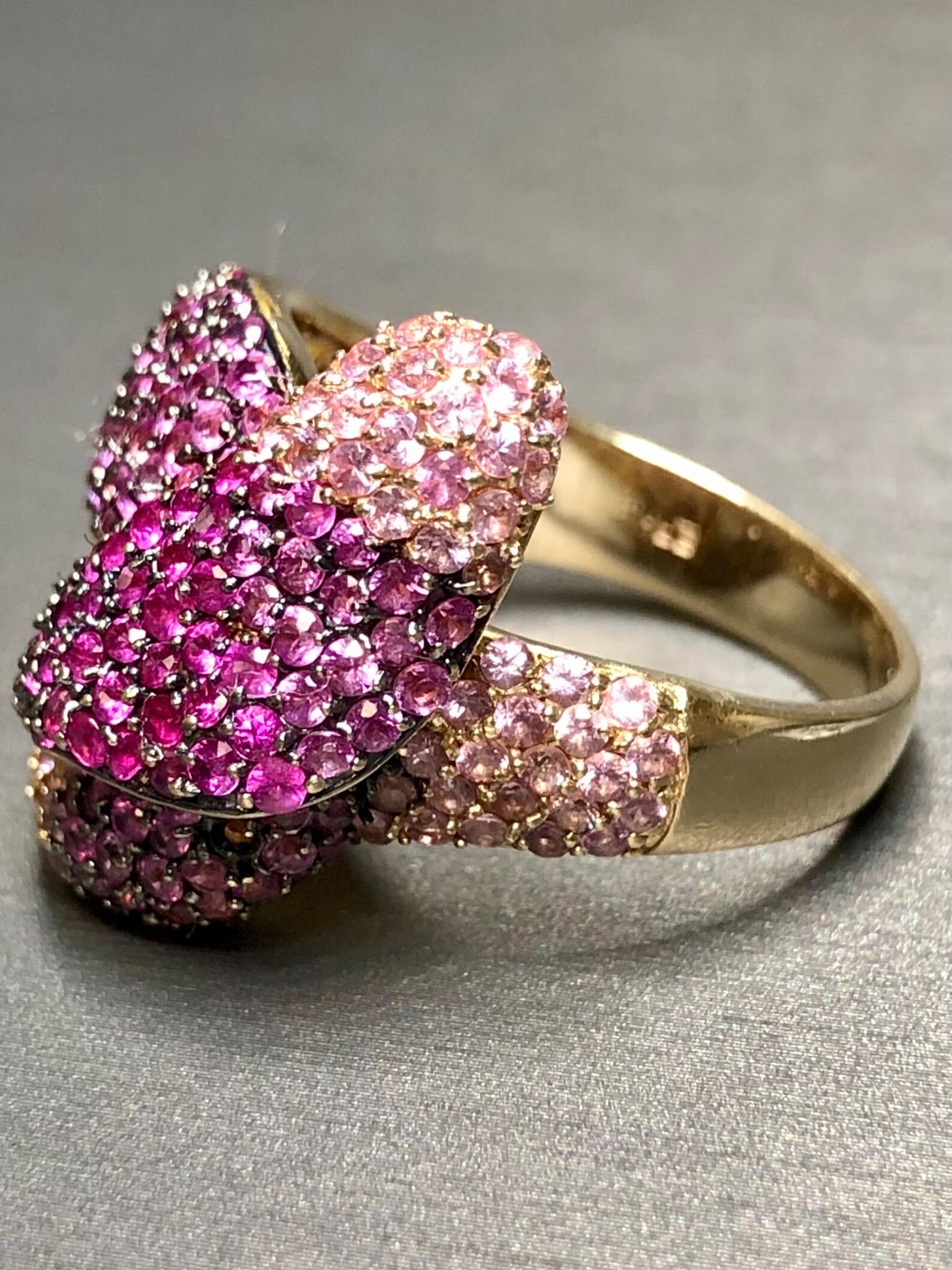 Estate 14K Rose Gold EFFY Pink Sapphire Large Twist Knot Cocktail Ring ...