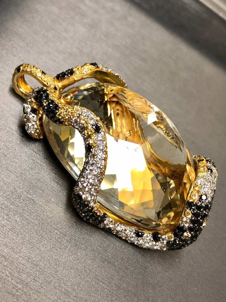 Estate 18K Diamond Ruby Serpent Snake Necklace Pendant 219.84cttw GIA ...