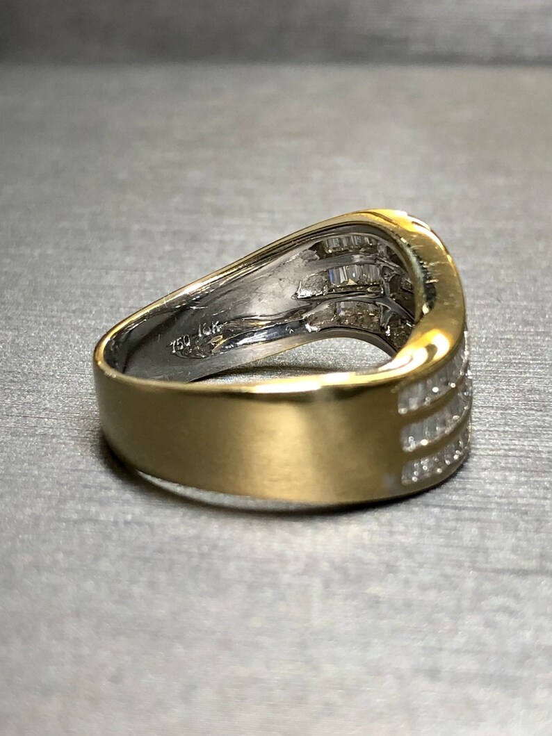 Estate 18K Channel Set Baguette Diamond Wave Band Ring 1.60cttw Sz 7.75 ...