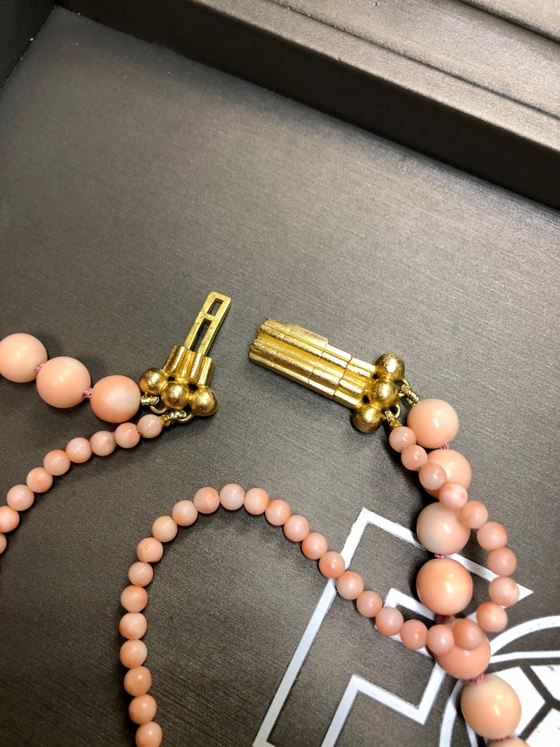 Vintage FRENCH 18K Fancy Clasp Double Coral Strand Necklace 18” - Etsy