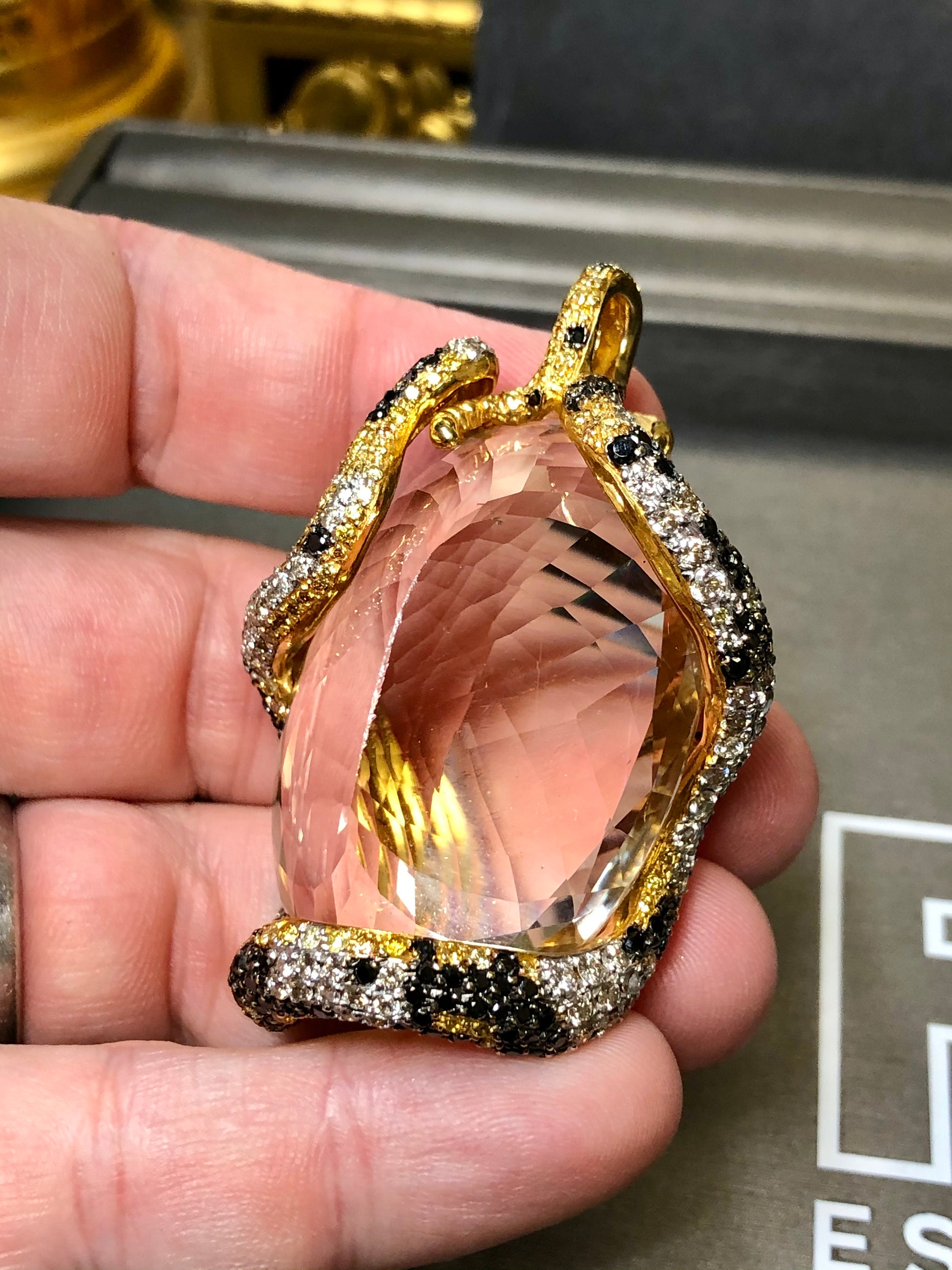 Estate 18K Diamond Ruby Serpent Snake Necklace Pendant 219.84cttw GIA ...