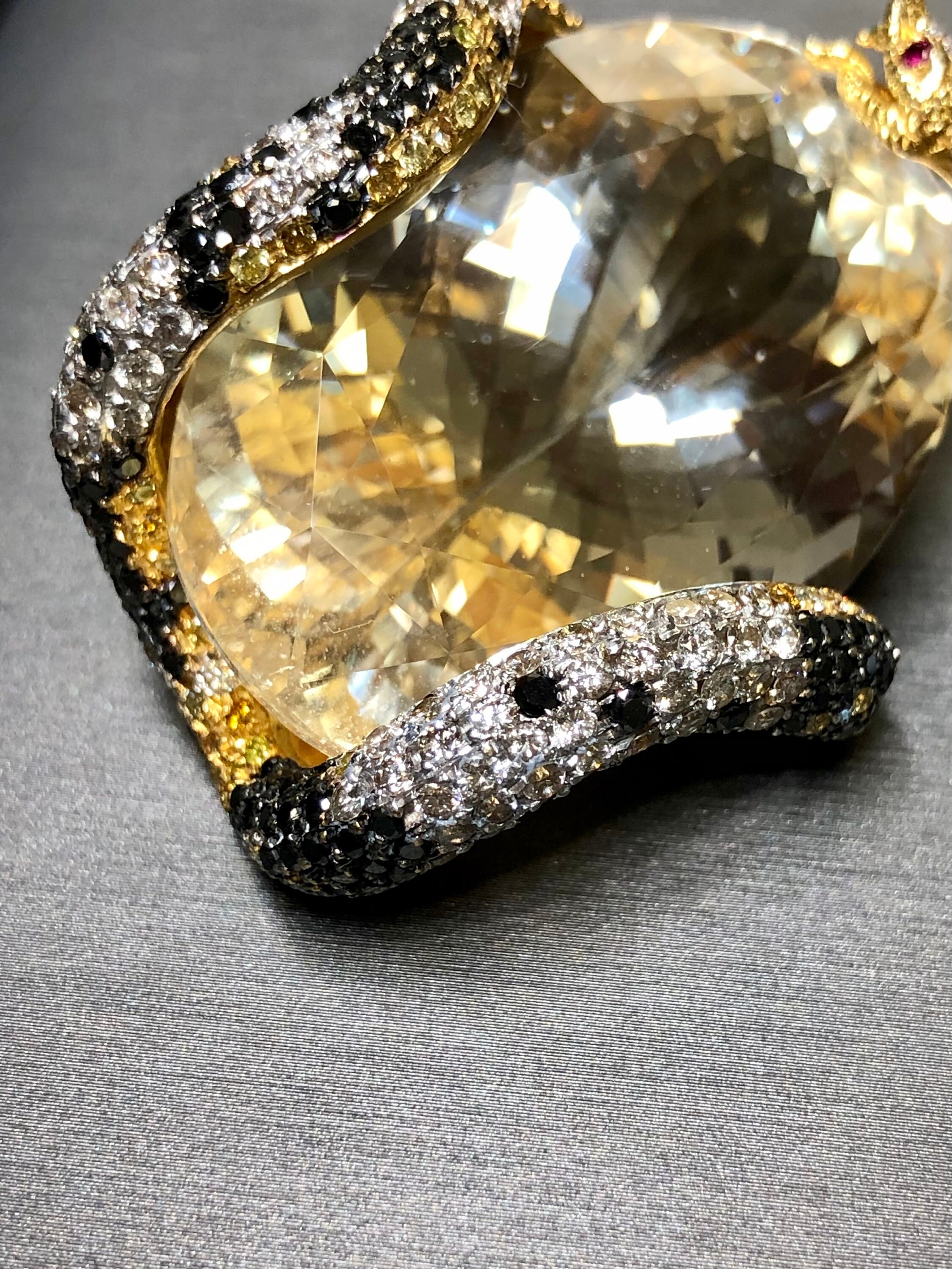 Estate 18K Diamond Ruby Serpent Snake Necklace Pendant 219.84cttw GIA ...