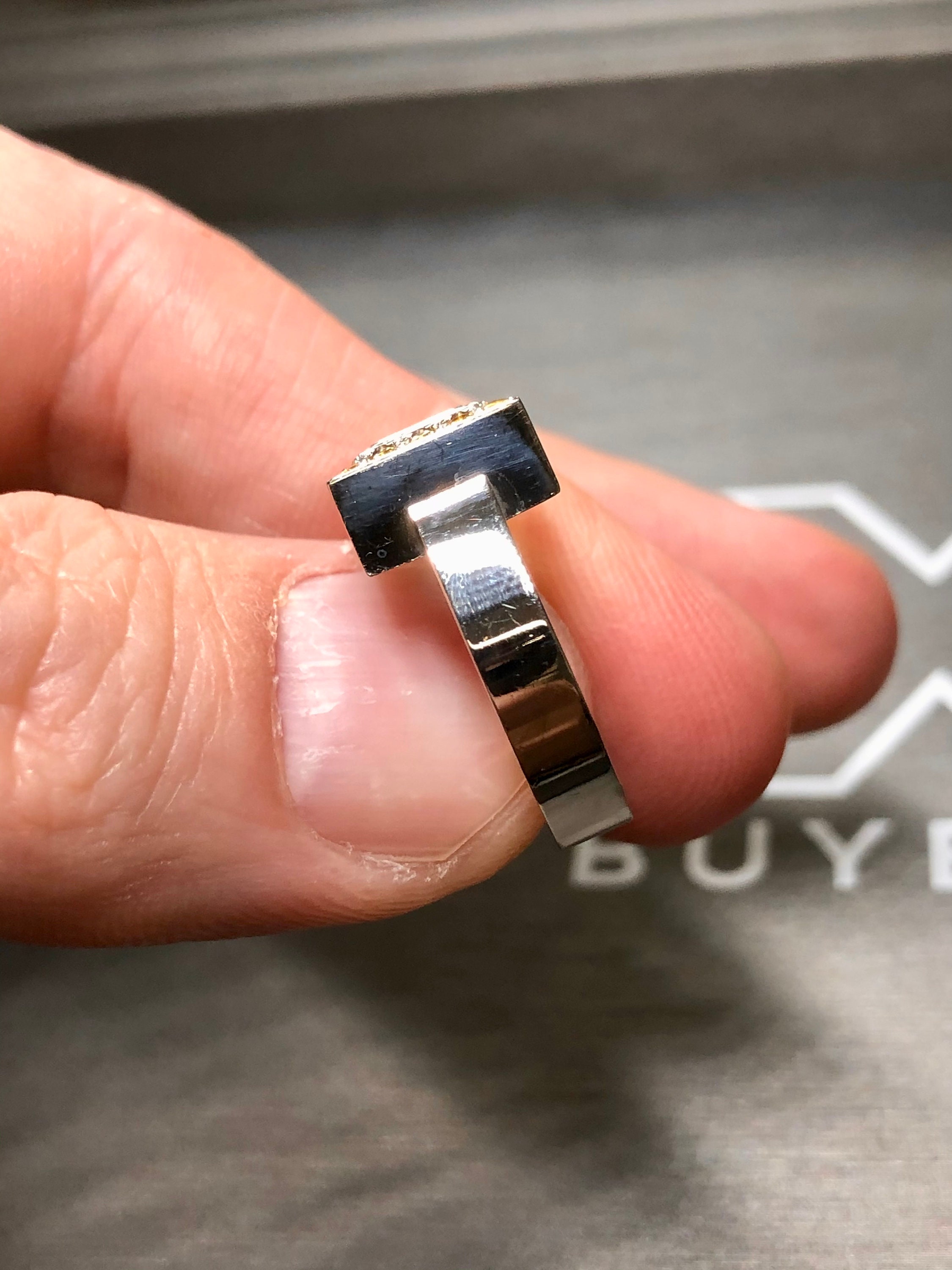 18K White Chopard Square Happy Diamond Yellow Sapphire Ring Size 5.5 - Etsy