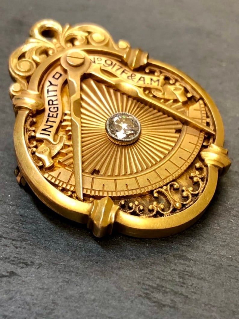 Art Deco18k Diamond Masonic Award Pin - Etsy