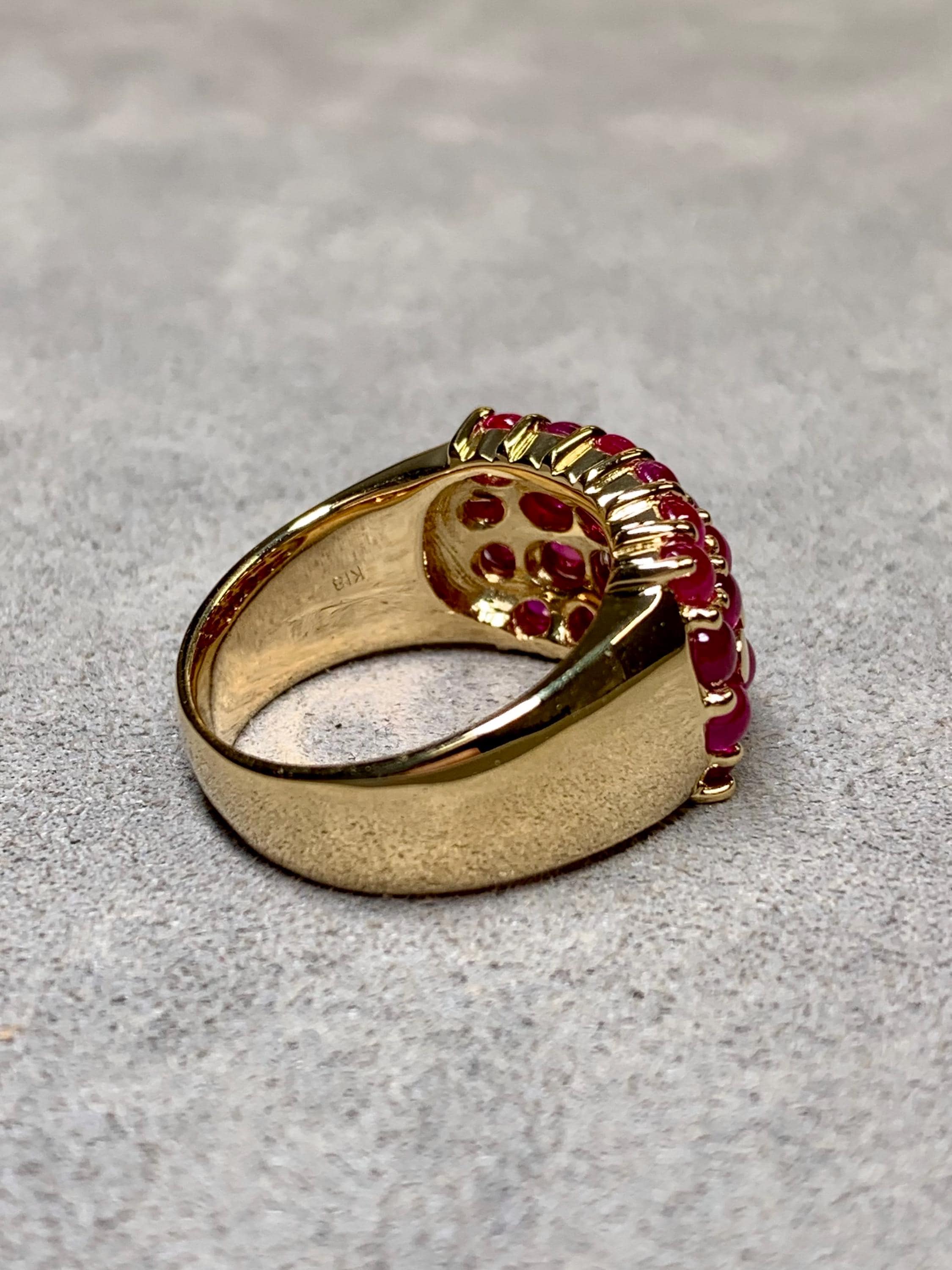 Estate 18K Yellow Gold Cabochon Ruby Cluster Cocktail Ring 5ctw Sz 6.25 - Etsy