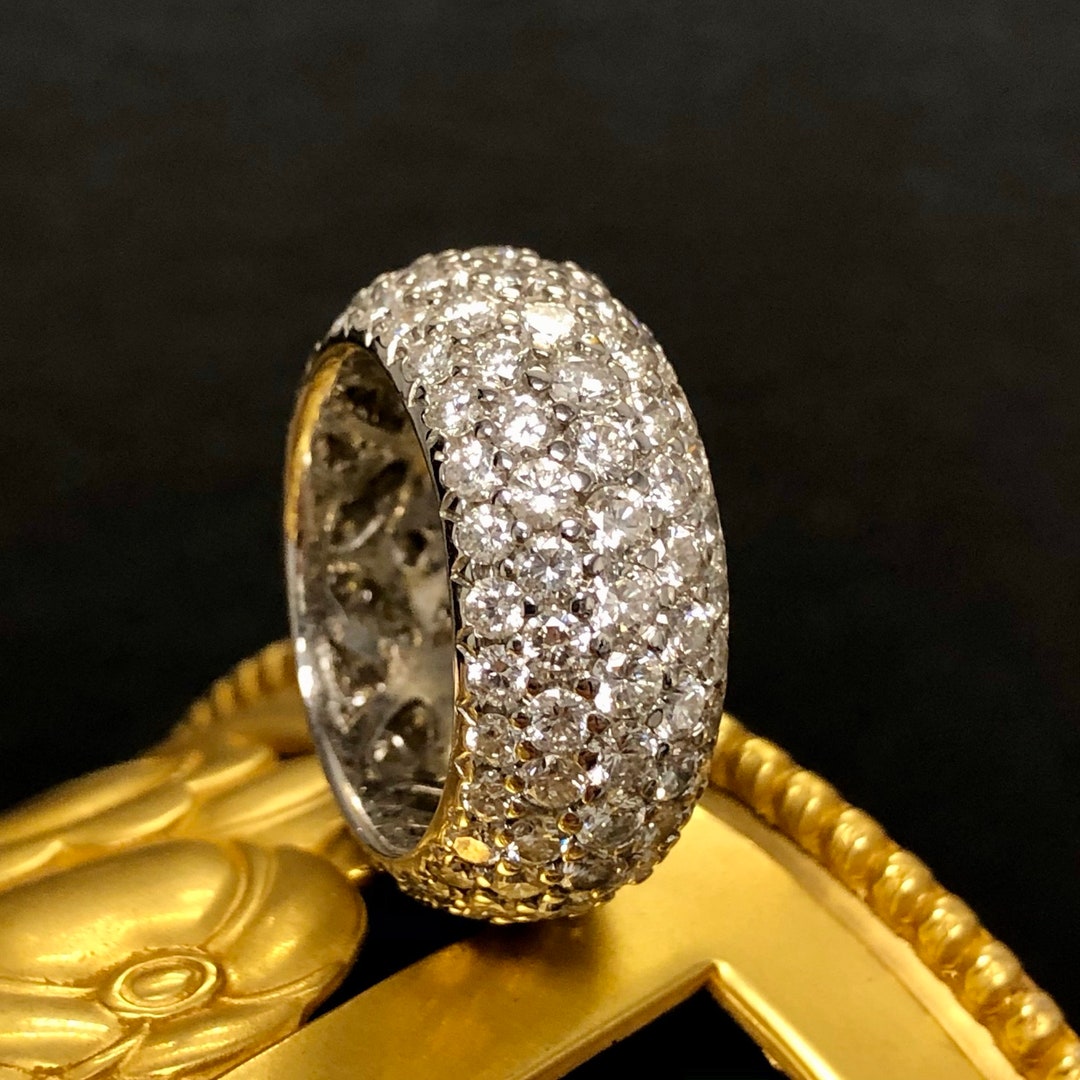 Estate 18K White Gold Wide Pave Diamond Band Ring 8.10cttw Size 7 - Etsy