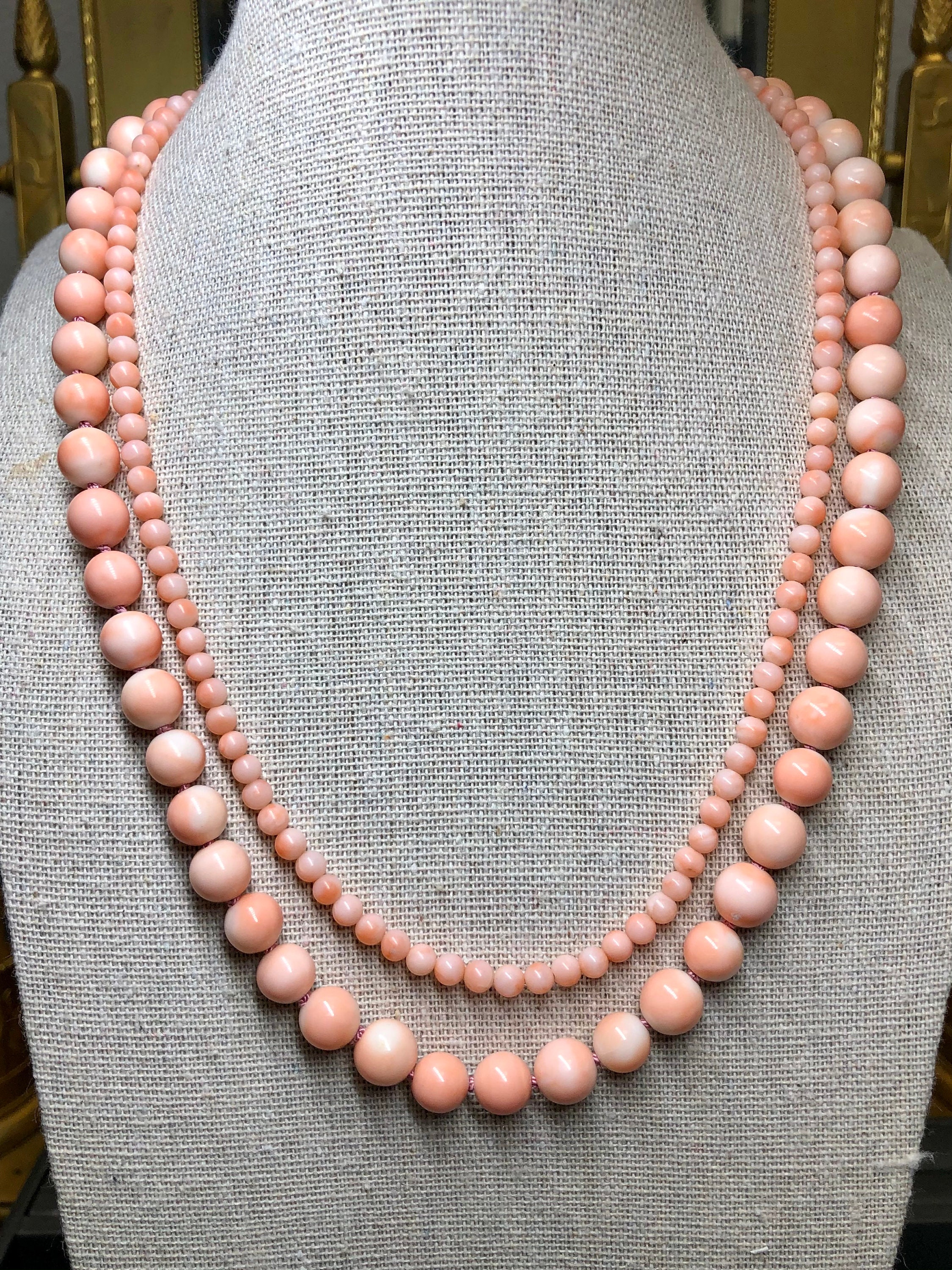 Vintage FRENCH 18K Fancy Clasp Double Coral Strand Necklace 18 - Etsy