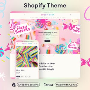 Sweets Shopify Theme Candy Store Design Colourful Website Template Fun ...
