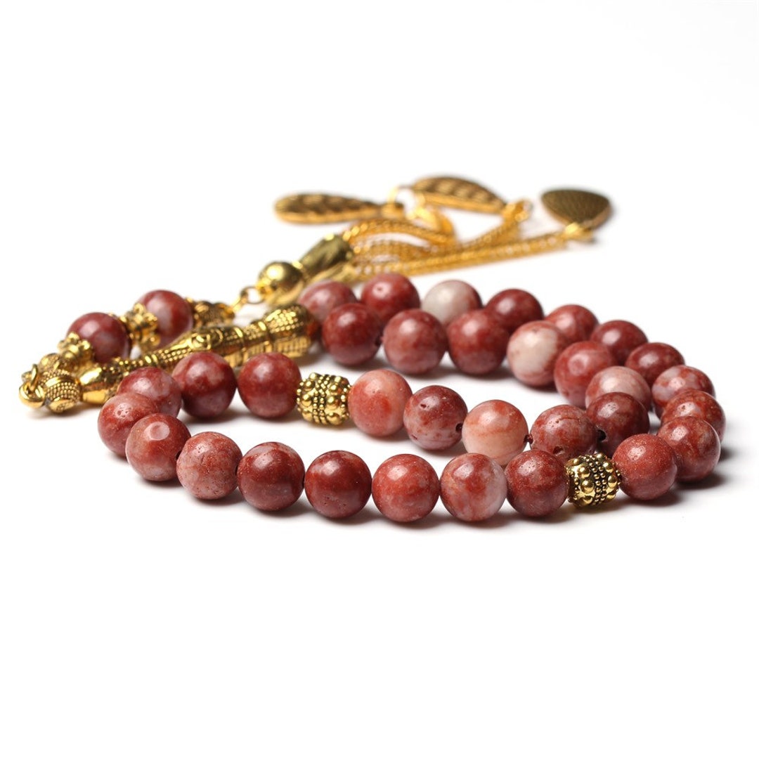 Red Amber Natural Stone Tasbih, Islamic Prayer Beads, Misbaha, Tasbeeh ...