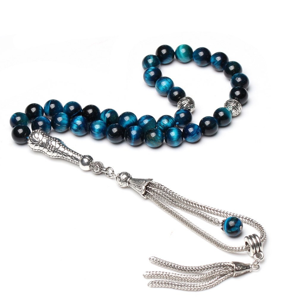 Blue Tiger-eye Tasbih, Islamic Prayer Beads, Misbaha, Tasbeeh, Muslim ...