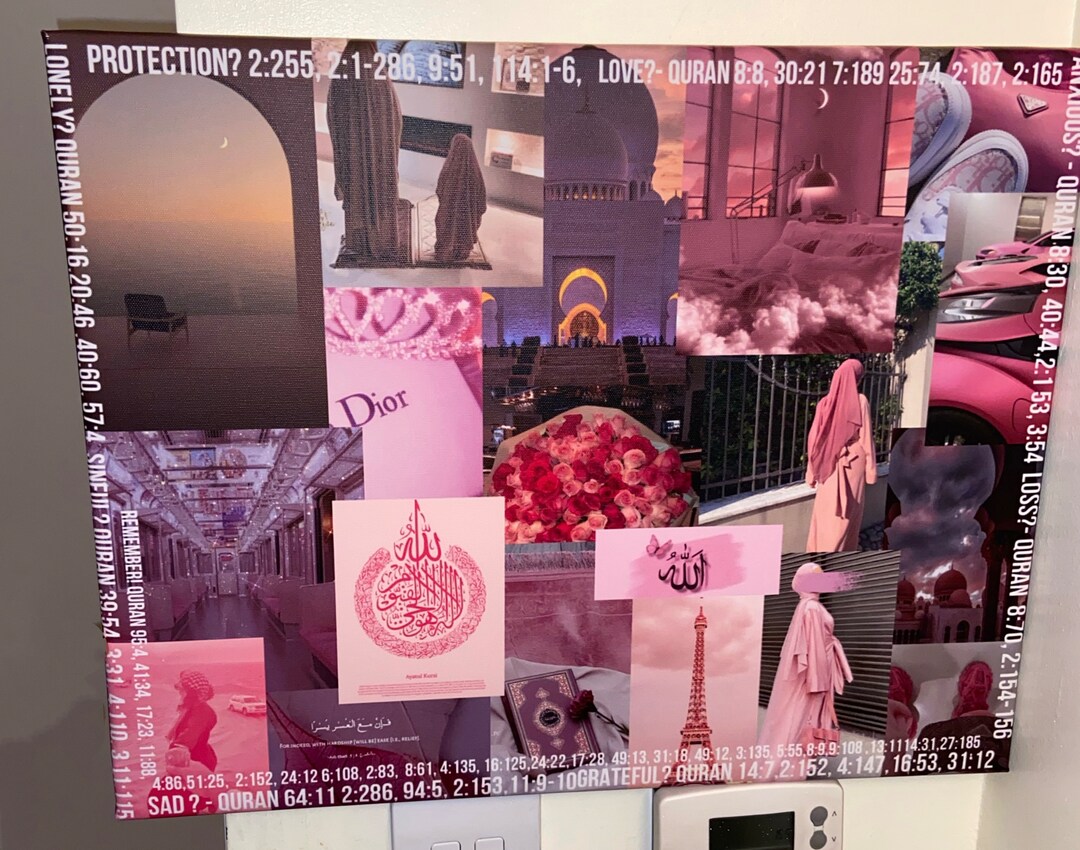 Pink Islam Mood Board With Quran Verses - Etsy UK