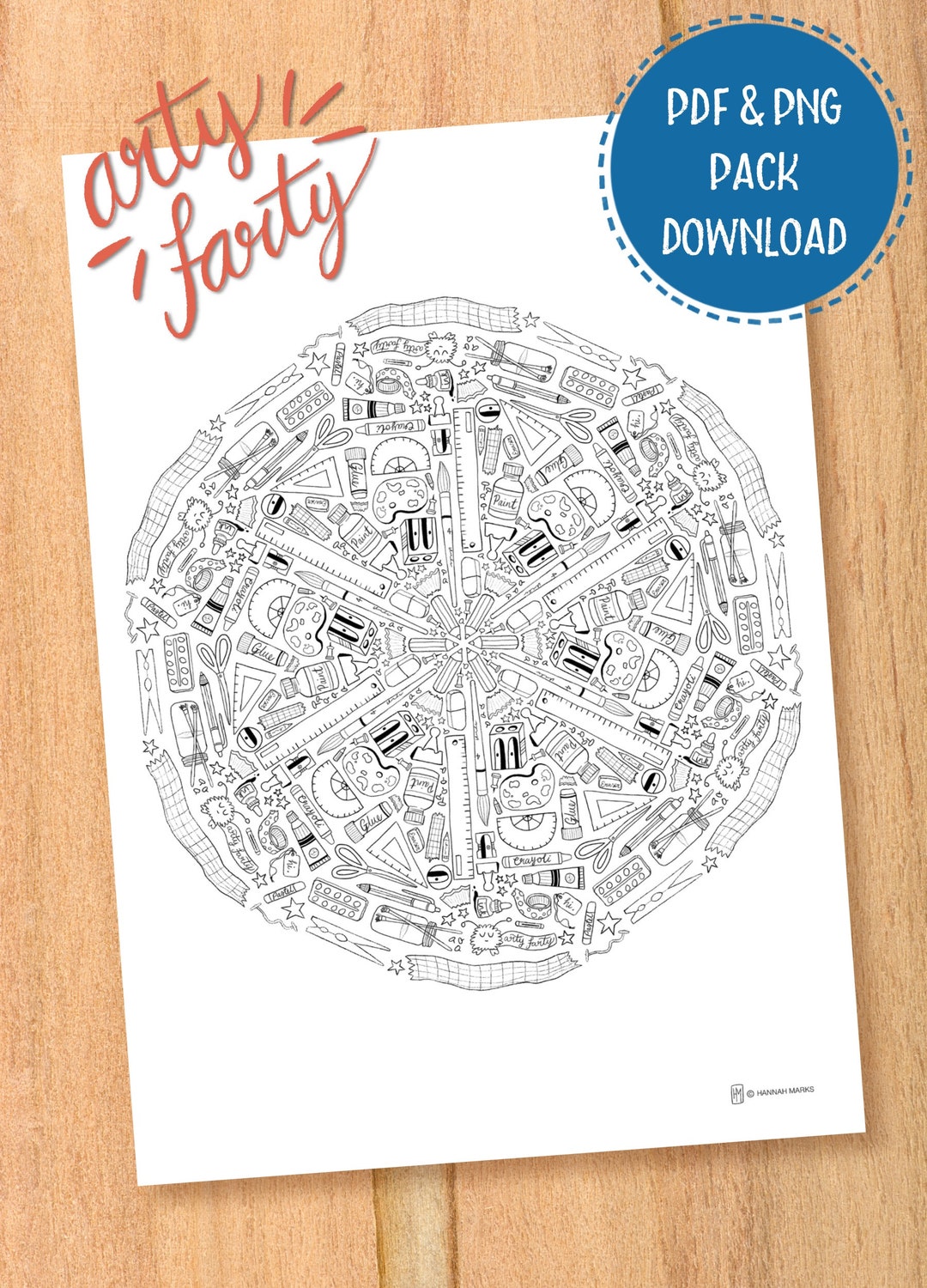 ARTY FARTY COLOURING A4 100% Original Art Download - Etsy