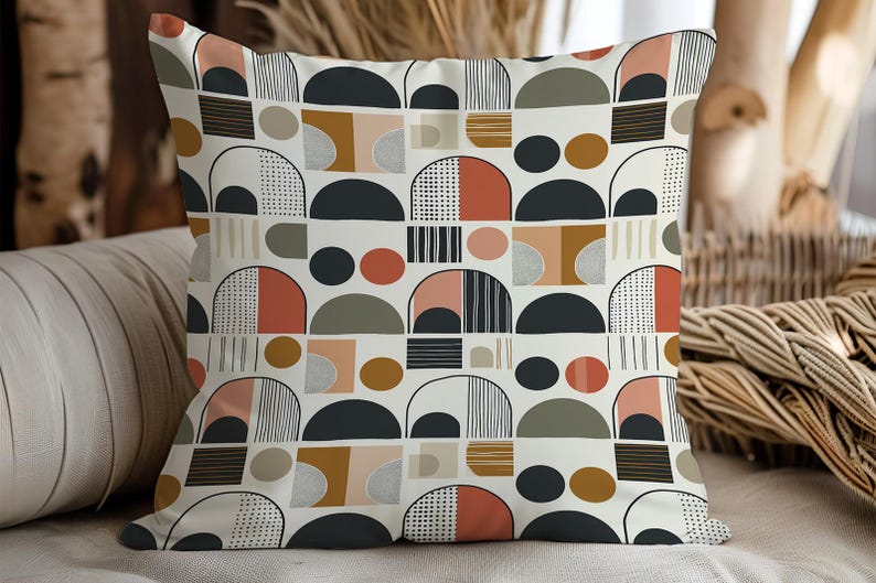 Boho Geometric Decorative Pillow Cover, Modern Abstract Cushion Case ...