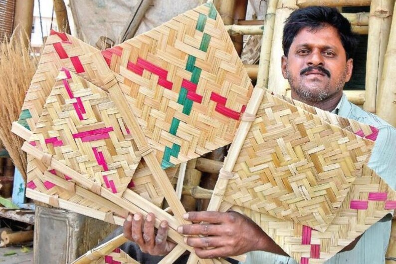 Bamboo Handicraft Handmade Natural Hand Fan Pankha Bena for Natural ...