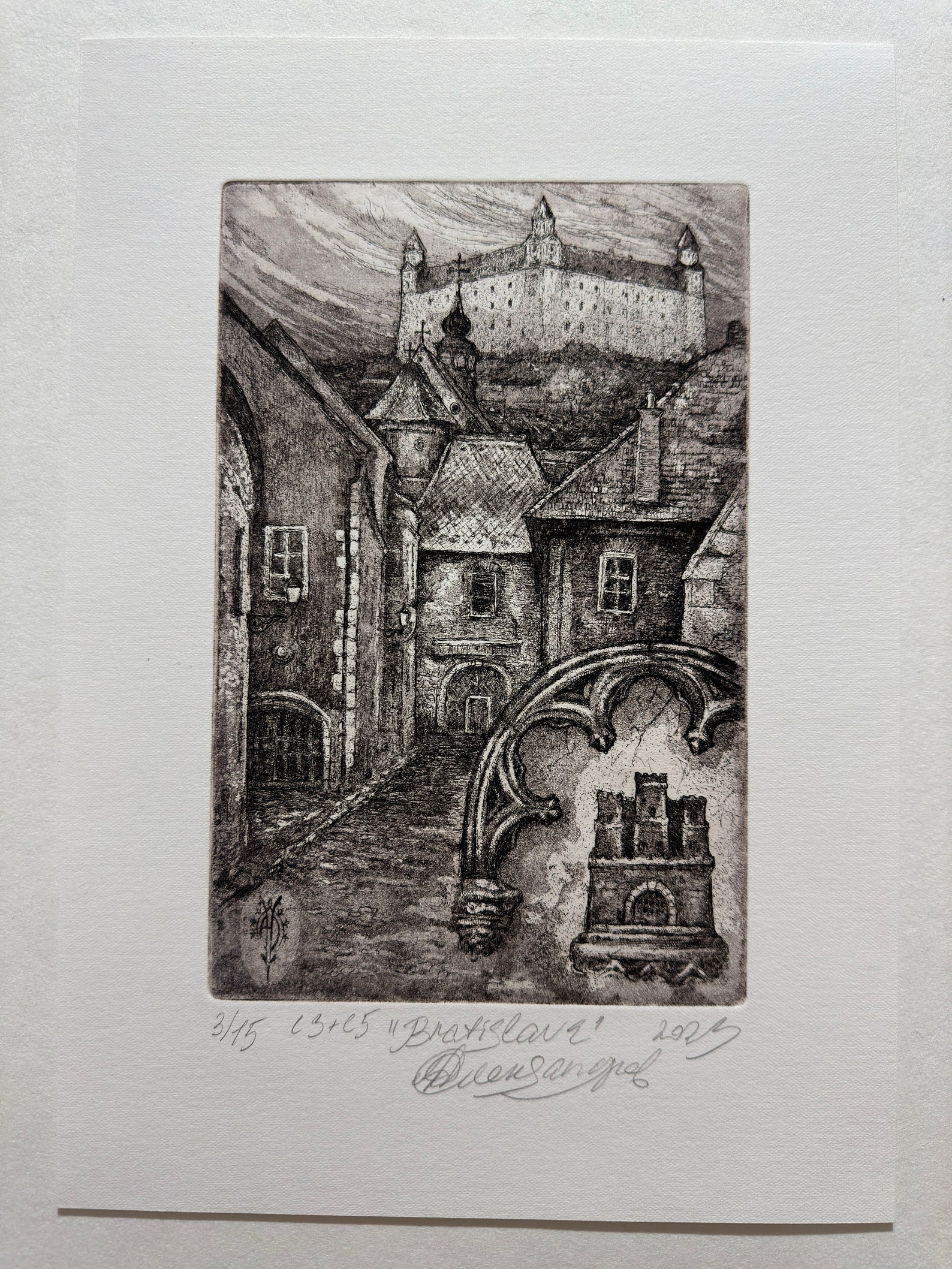 OLD TOWN Intaglio Print Etching Print Aquatint Home Decor Cityscape ...