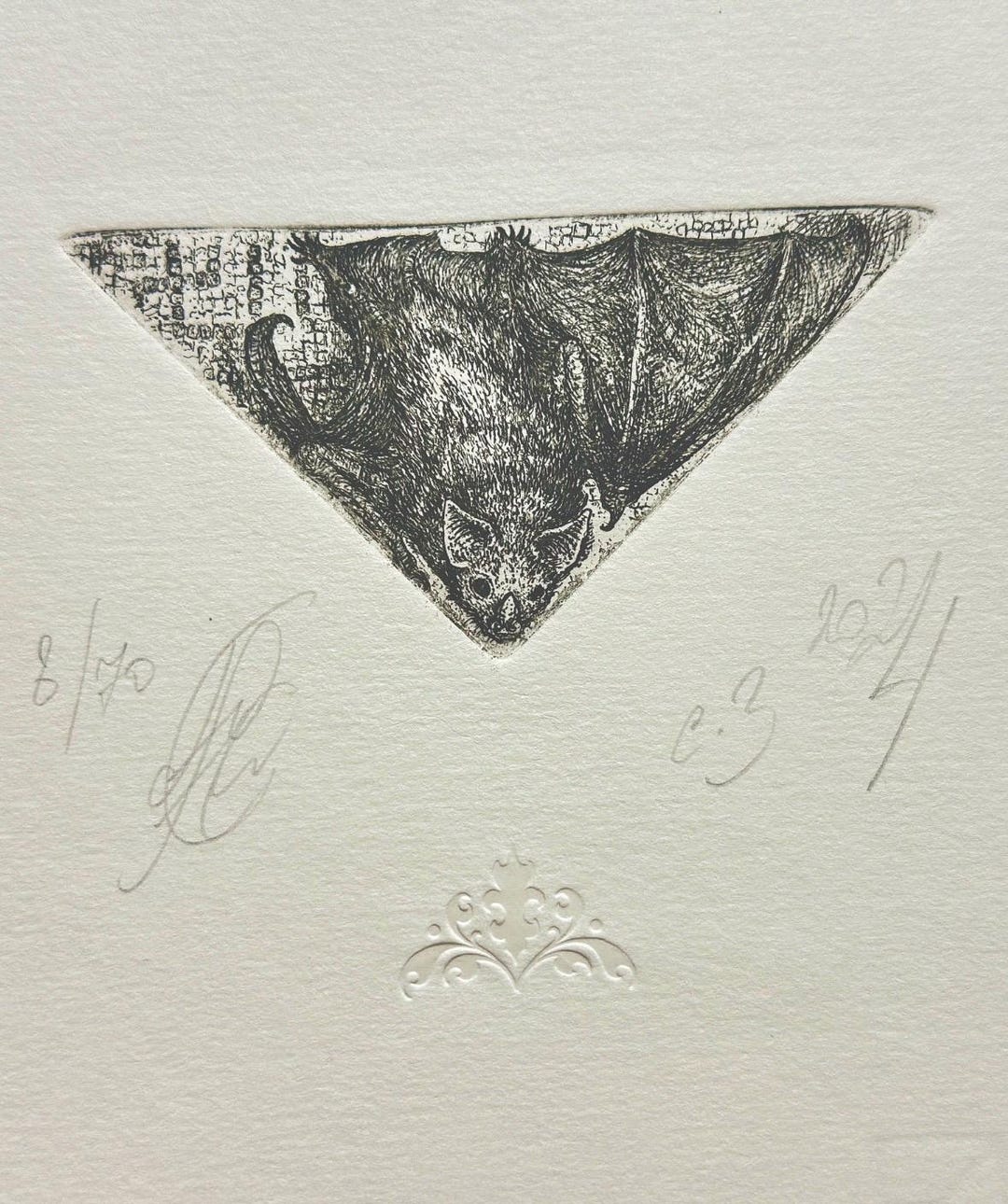 BAT • Intaglio • Animal Print • Etching • Gift • Wall Art • Home Decor ...