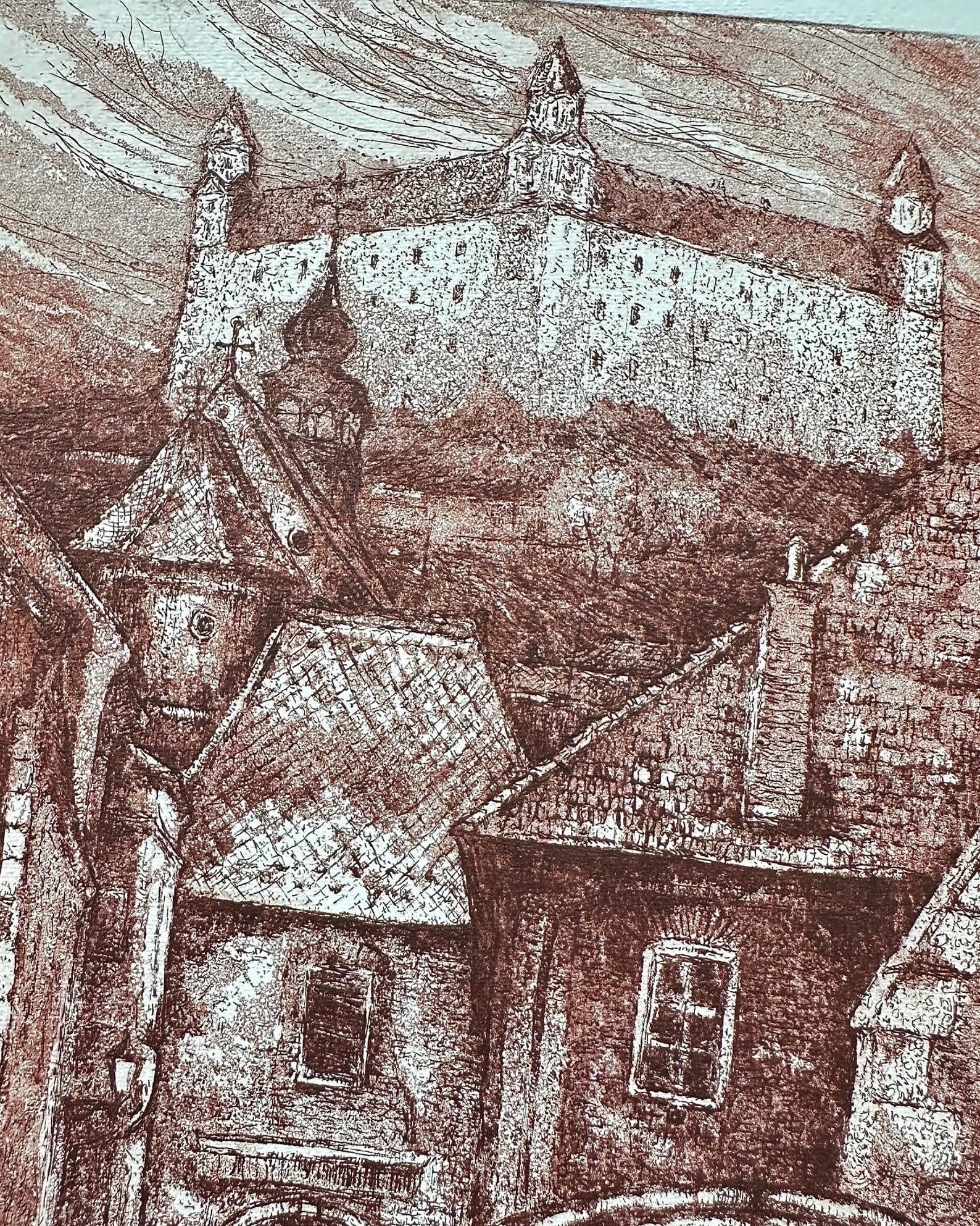 OLD TOWN Intaglio Print Etching Print Aquatint Home Decor Cityscape ...
