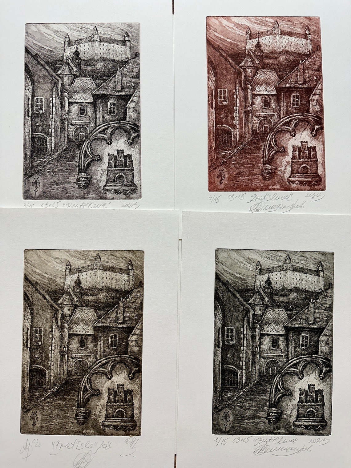 OLD TOWN Intaglio Print Etching Print Aquatint Home Decor Cityscape ...