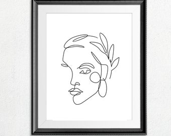 Line Art Wall Art Minimalist Portrait Digital Download - Etsy
