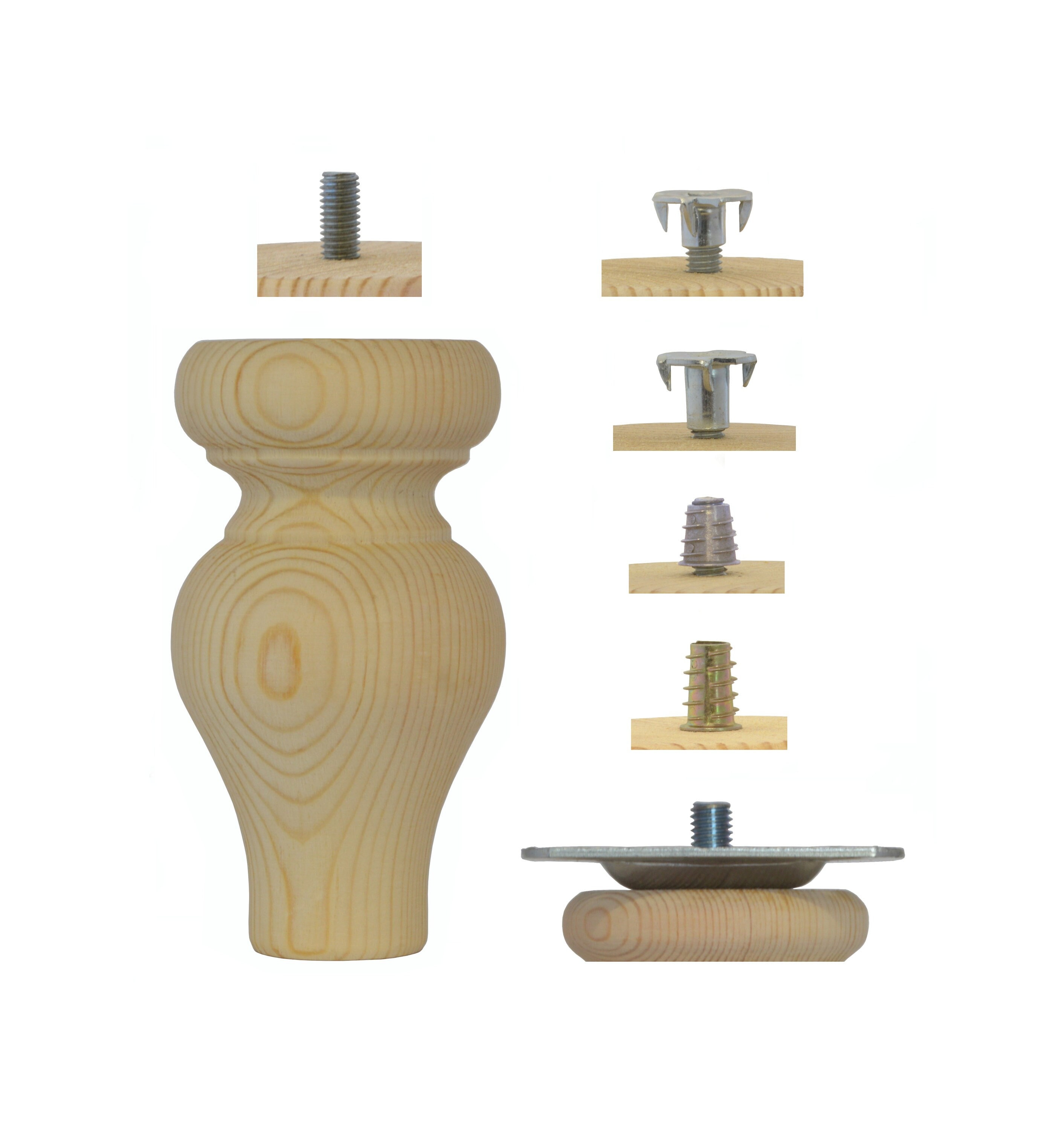 Wooden Pine Foot Replacement Small Tulip Foot 66mm X 120mm | Single ...