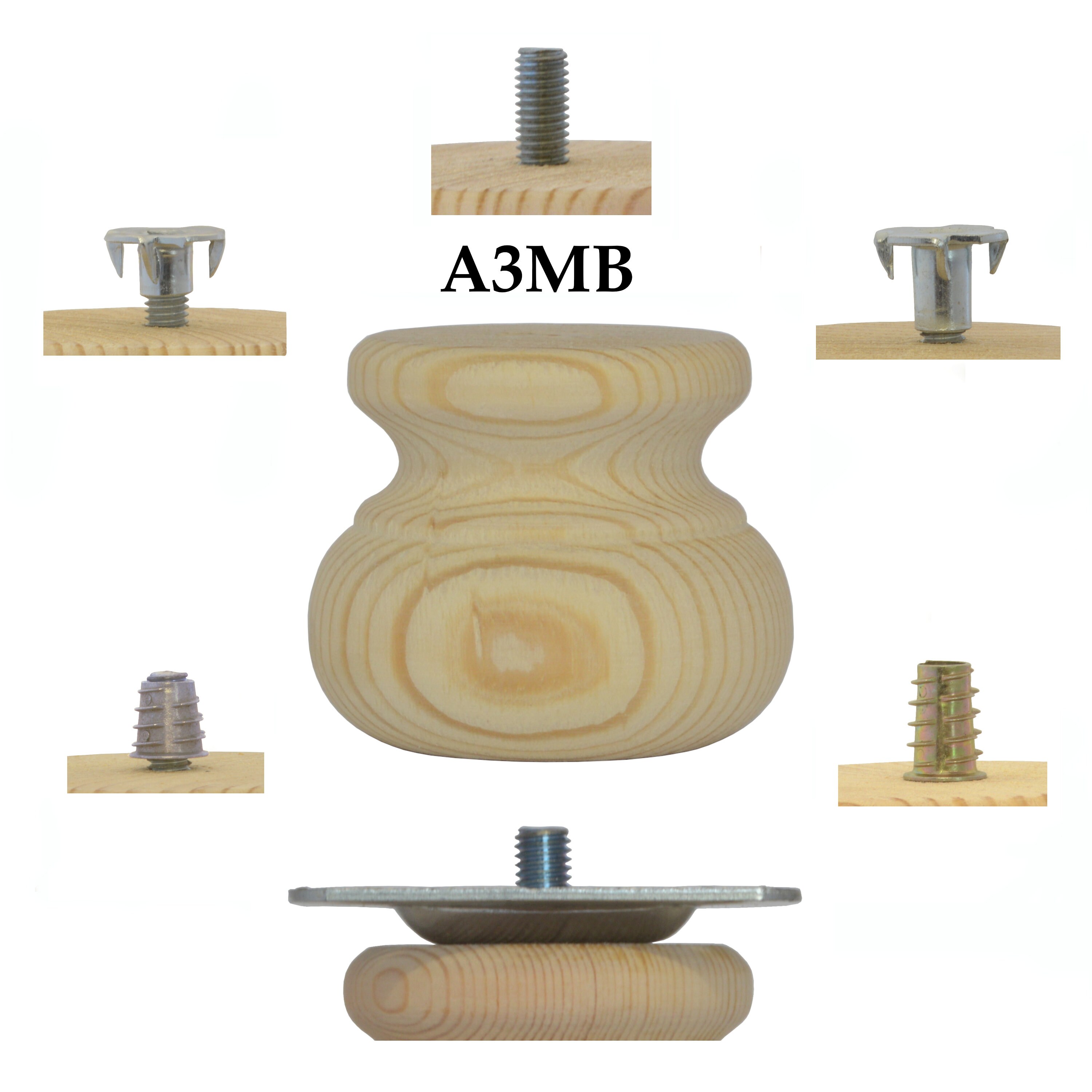 Wooden Pine Foot Replacement Small Bun Foot 66mm X 56mm | Single ...