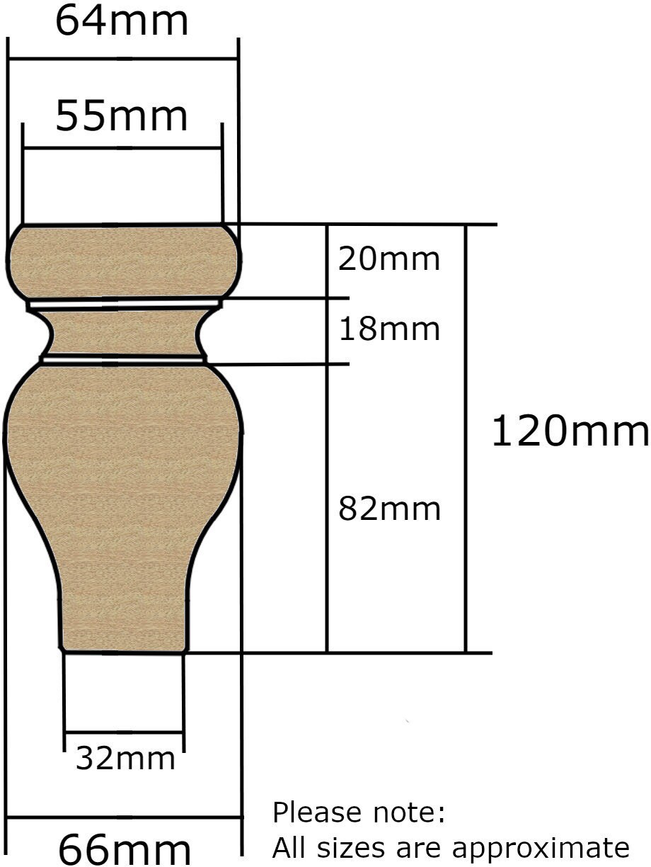 Wooden Pine Foot Replacement Small Tulip Foot 66mm X 120mm | Single ...
