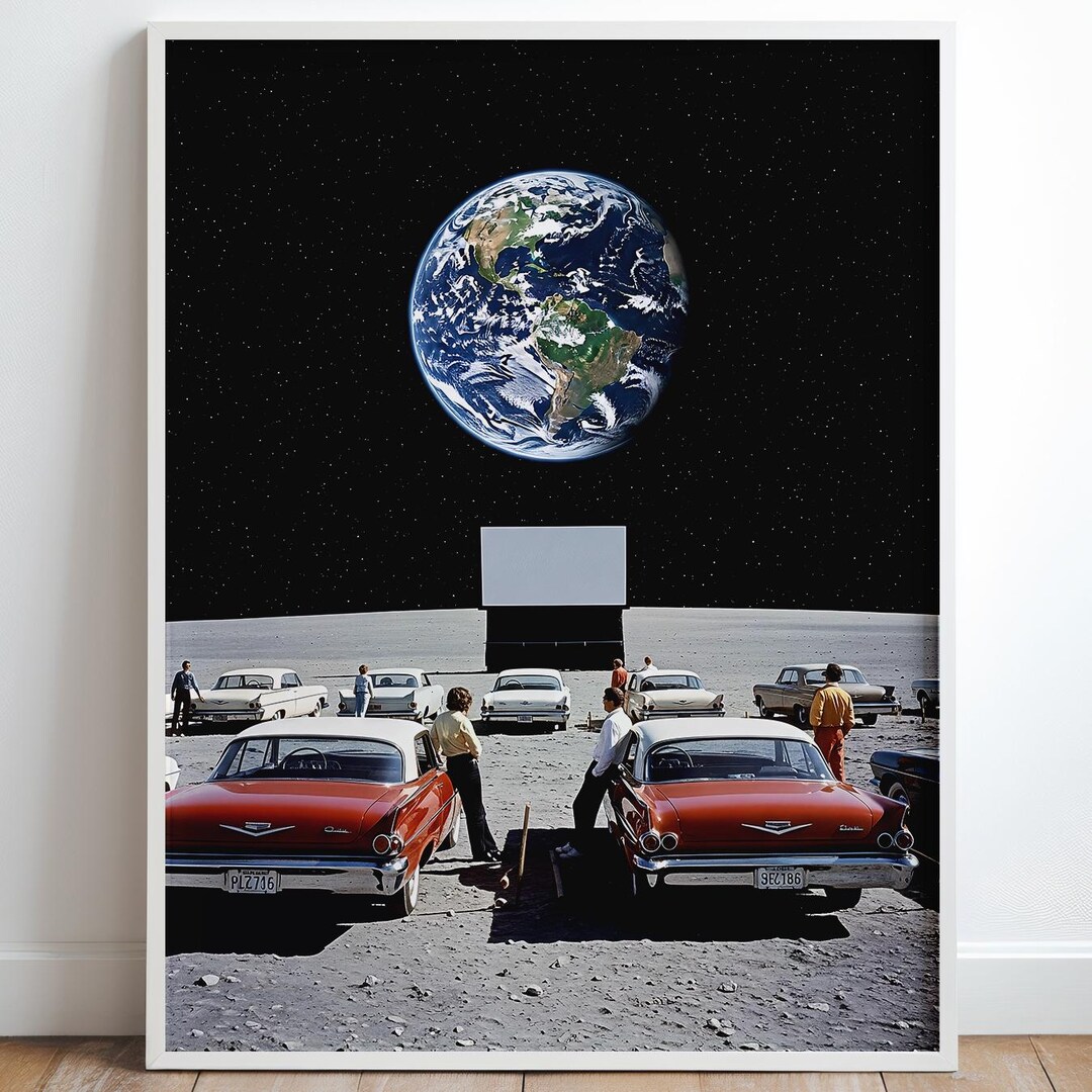 Vintage Drive-in Space Scene Poster, Retro Sci-fi Wall Art - Etsy