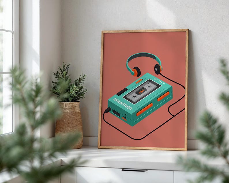 Retro Sony Walkman Poster: 80s Music Lover Wall Art - Etsy