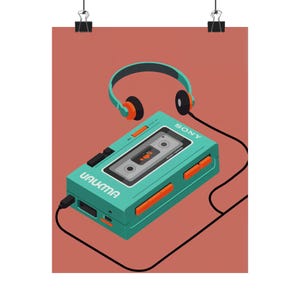 Retro Sony Walkman Poster, Vintage Home Decor, Music Lovers Wall Art ...